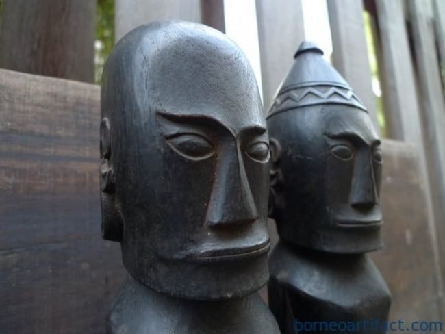 Old Batak Statue 1 PAIR FETILITY Ancestral Couple Facial Image
