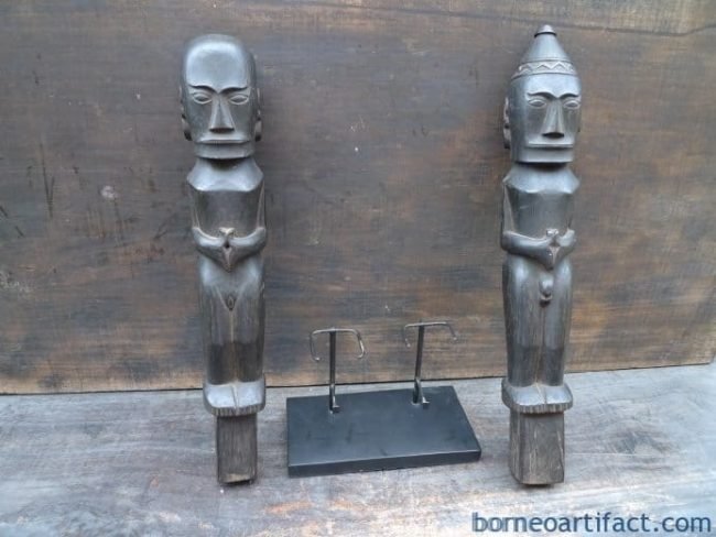 Old Batak Statue 1 PAIR FETILITY Ancestral Couple Facial Image