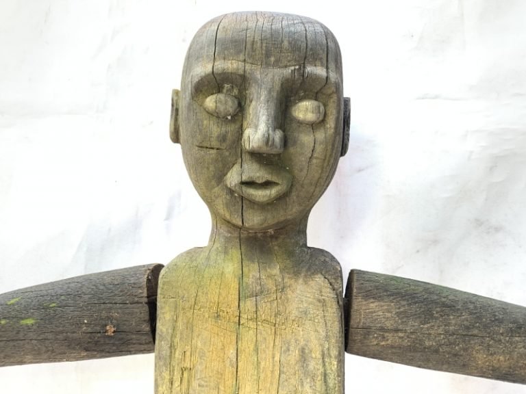 wood sculpture MALE PATUNG POLISI STATUE Police Dayak Tribal Asia
