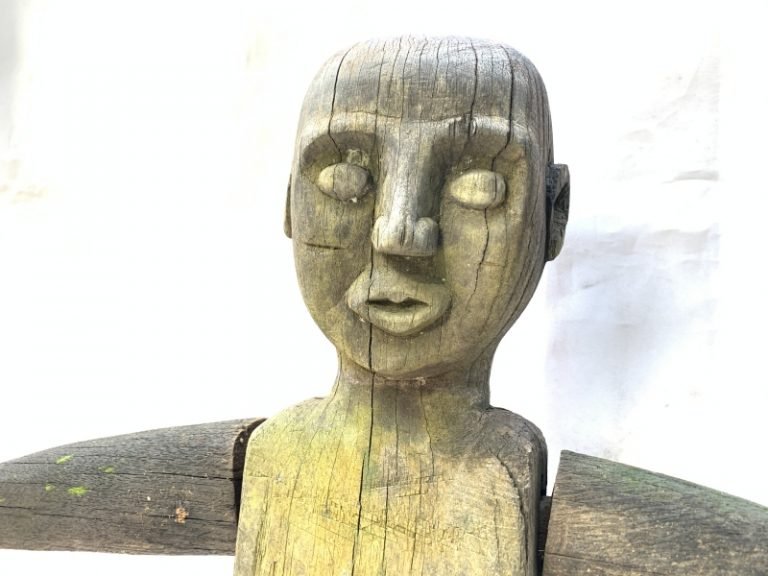 wood sculpture MALE PATUNG POLISI STATUE Police Dayak Tribal Asia
