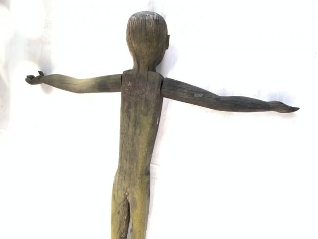 wood sculpture MALE PATUNG POLISI STATUE Police Dayak Tribal Asia