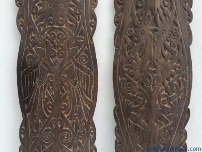 BORNEO SHIELD ONE PAIR Dayak Asian Armor Tribal Panel Carving