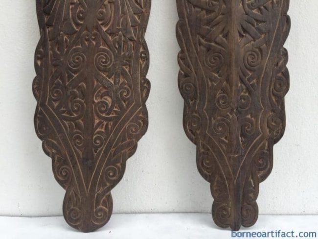BORNEO SHIELD ONE PAIR Dayak Asian Armor Tribal Panel Carving