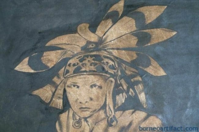 Oil Drawing DAYAK HUNTER FIGURE Sculpture Painting Sarawak