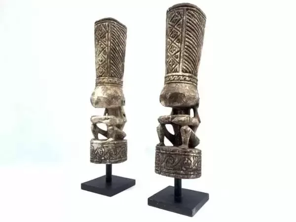 Warrior Sculpture (1 Pair) Antique Ancestor Figurine Nias Statue
