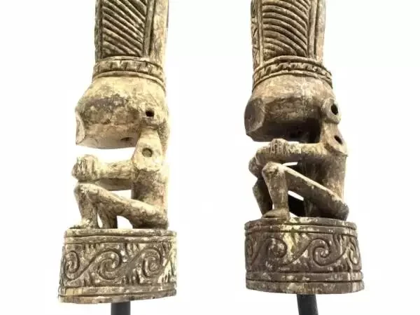 Warrior Sculpture (1 Pair) Antique Ancestor Figurine Nias Statue
