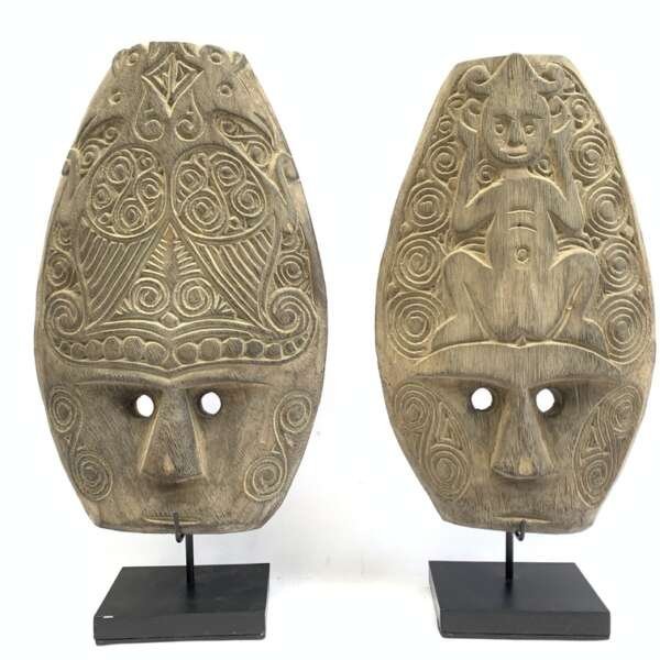 BORNEO MASK OLD ASIAN ARTIFACT Topeng Wood Wall Decoration