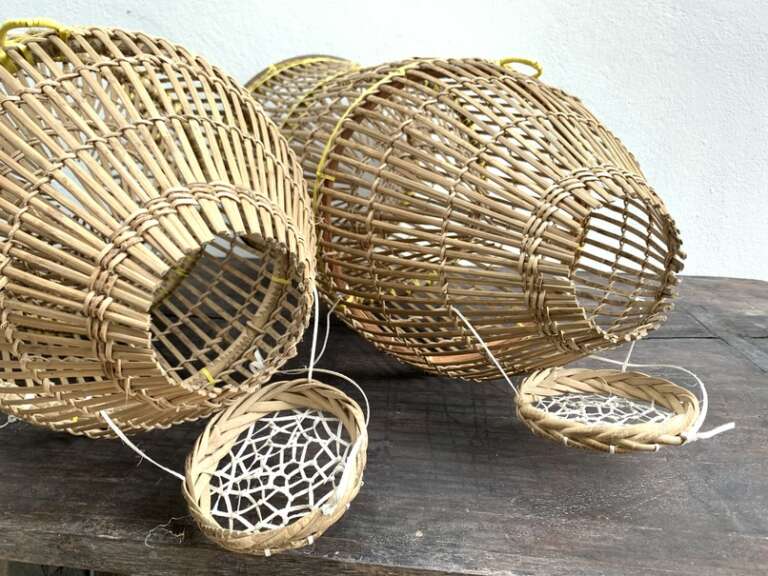 Traditional Fish Trap Bubu Lantai Rattan Lure Bait Trap Fishing