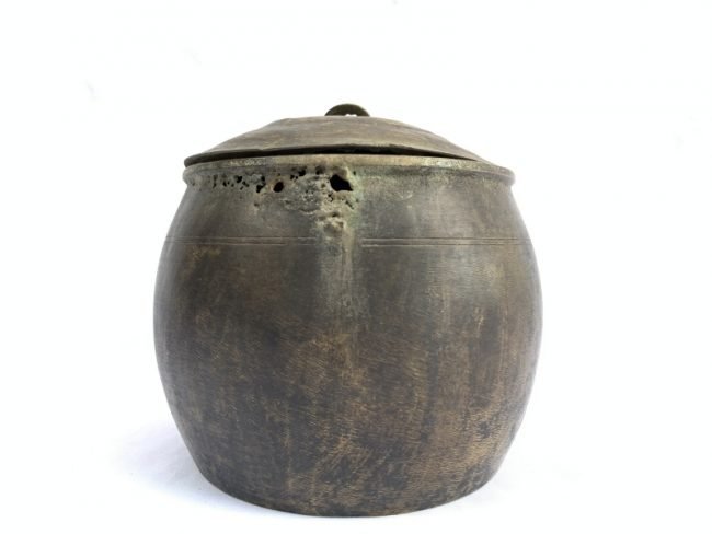 ANTIQUE RICE POT Borneo Brass Artifact Tribal Asia Native Cooker