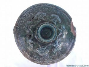 Kamcheng Covered Jar GREEN ANTIQUE Box Food Serving Chinese Art