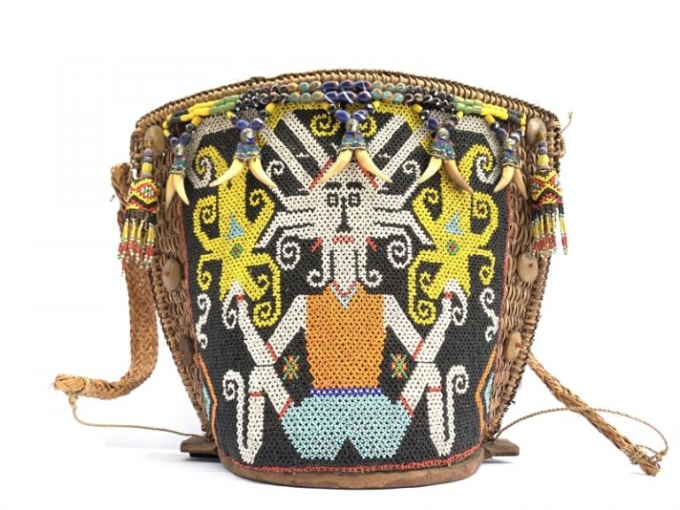 Tribal Child Carrier Baby Bag Tribe Borneo Headhunter Artifact