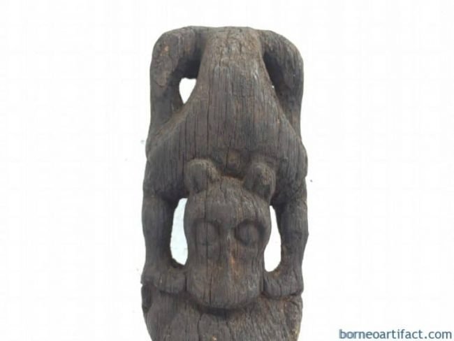 ethnic STATUE ON STAND Antique Authentic Weathered TRIBAL FIGURE