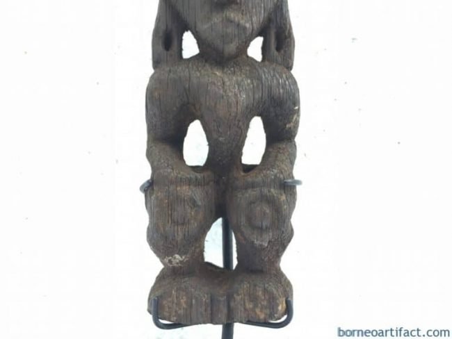 ethnic STATUE ON STAND Antique Authentic Weathered TRIBAL FIGURE