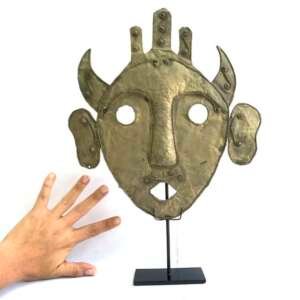 Carved Mask TWO TRIBAL MASK Nias Face Sculpture Figure Statue