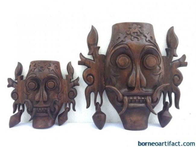 cultural mask Tribal Face Borneo Dayak Wall Hanging Deco Sculpture
