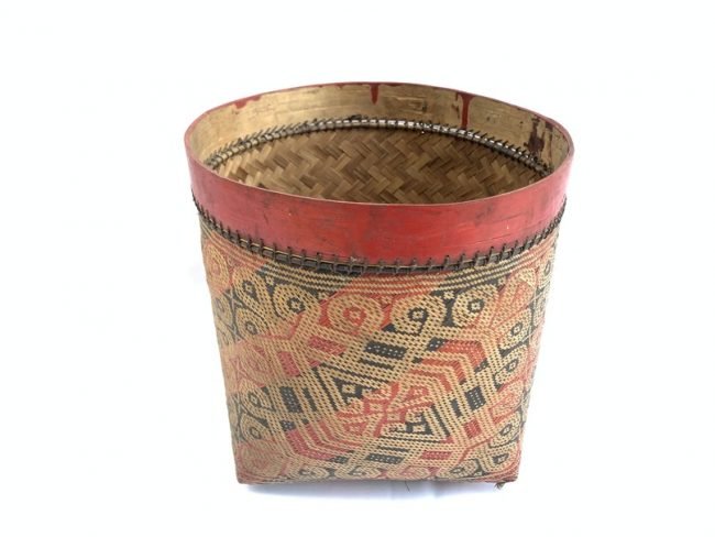 Weaving LARGE Old Tribal Borneo Basket Dayak Fiber Art Asian