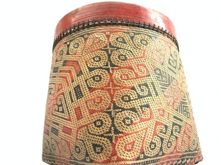 Weaving LARGE Old Tribal Borneo Basket Dayak Fiber Art Asian