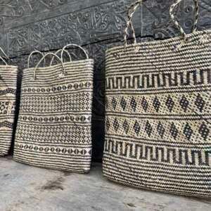 RATTAN BASKET Tribal Fiber Old Artifact Basketry Borneo Weaving