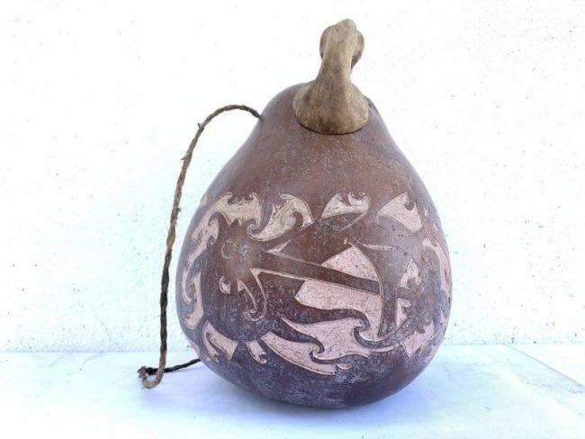Tribal Bottle Asian ornament Squash Dried Pumpkin Fruit Artifact Asia