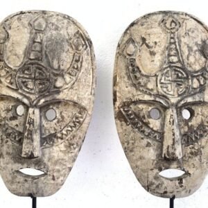 Dayak Mask Headhunter Tribal Face Sculpture Figure Figurine