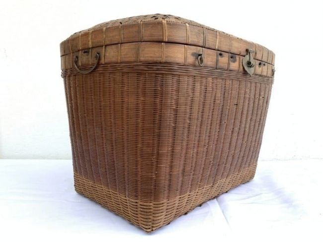 Antique Basket Farm Chinese China Chest Weaving Fiber - Asian antique ...