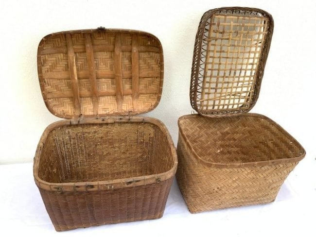 Antique Basket Farm Chinese China Chest Weaving Fiber - Asian antique ...