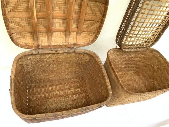 Antique Basket Farm Chinese China Chest Weaving Fiber - Asian antique ...
