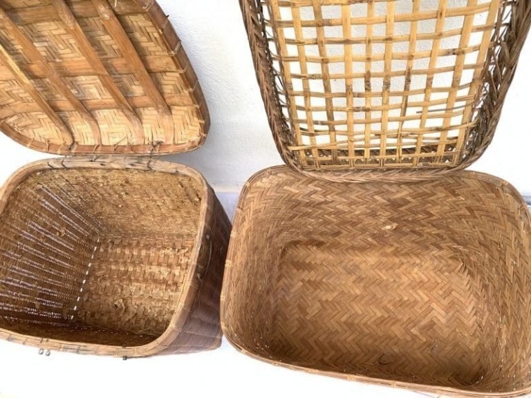 Antique Basket Farm Chinese China Chest Weaving Fiber - Asian antique ...