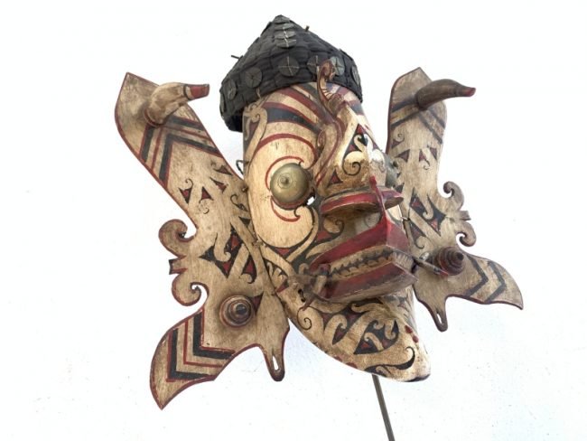 Tribal Wooden Mask OLD Borneo Dancing Hudog Artifact Sculpture