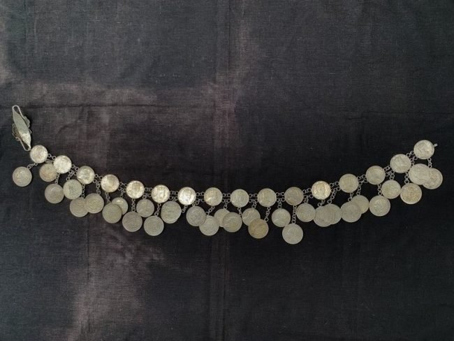 SILVER BELT ( 47 pieces silver coin ) Antique Sterling Jewelry Borneo