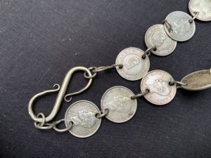 SILVER JEWELRY Sterling Belt Antique Coin Currency King Edward