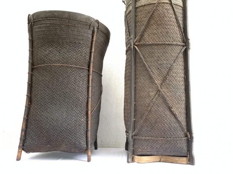 RATTAN BASKET Tribal Fiber Old Artifact Basketry Borneo Weaving
