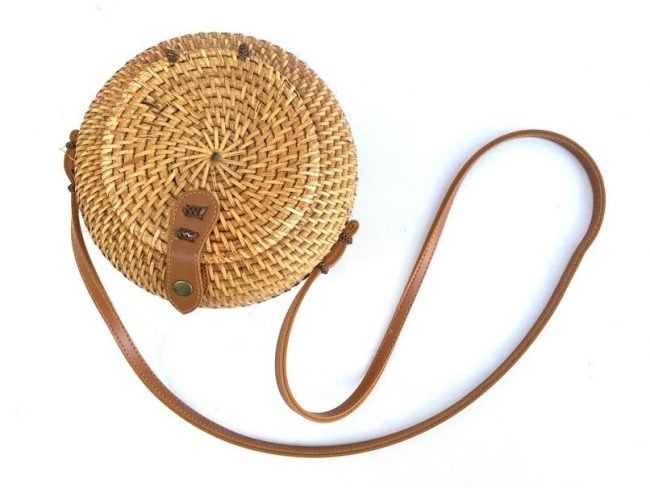 RATTAN PURSE Handmade Rattan Tote Sling Bag Fiber Art Handbag