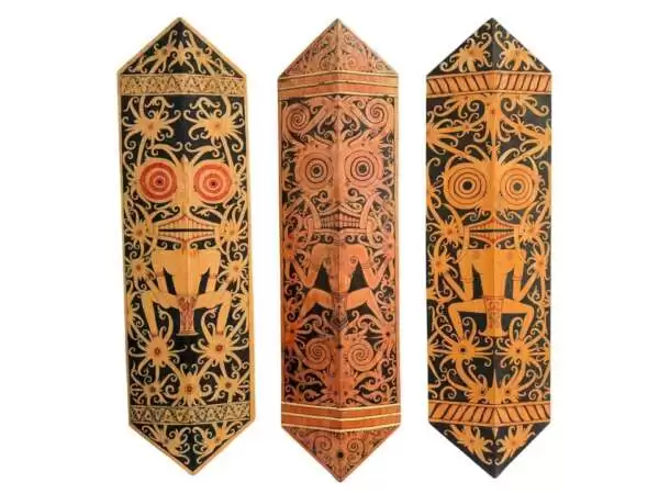 Painted Armor Shield Borneo Hand Painting Tribal Artwork Borneo