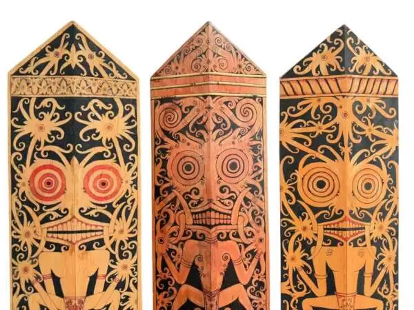 Painted Armor Shield Borneo Hand Painting Tribal Artwork Borneo