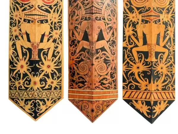 Painted Armor Shield Borneo Hand Painting Tribal Artwork Borneo