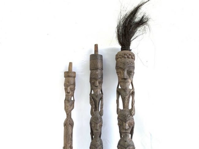 CARVED POLE Batak Ritual Stick Ceremonial Statue Sculpture Figurine