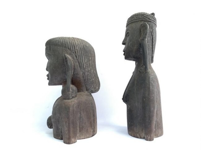 HALF BODY STATUE Antique Borneo Naked Penan Dayak Sculpture