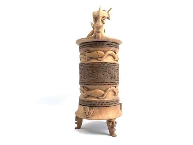 INDONESIAN BOX Tribal Container Jar Oceanic Art Statue Sculpture