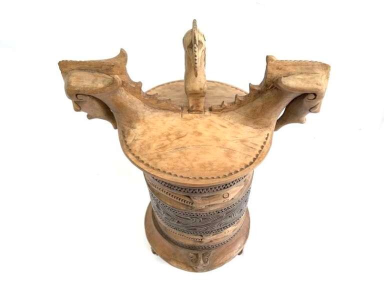 Indonesian Box Tribal Container Covered Jar Statue Sculpture Box